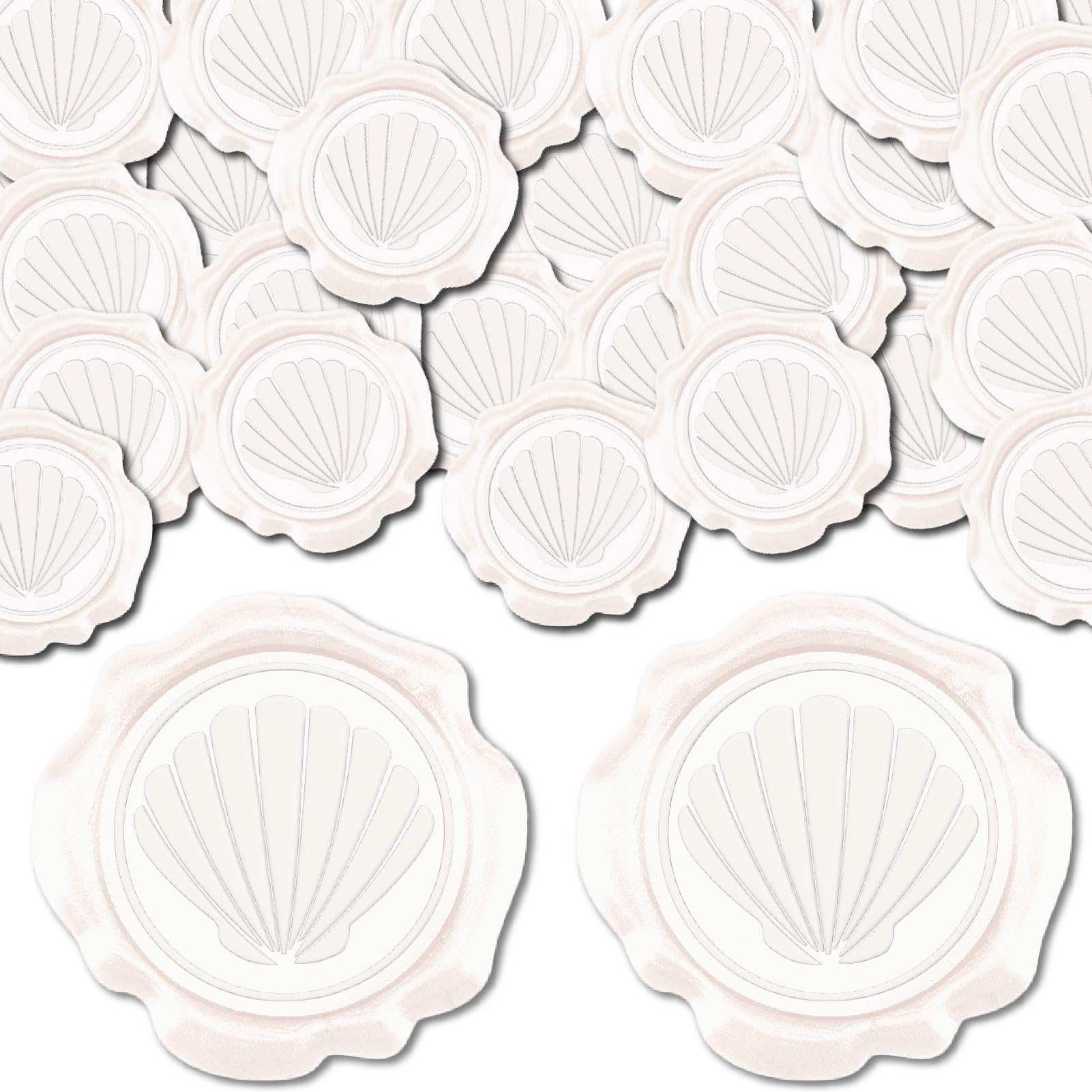 Amazon.com: CRASPIRE 100pcs Sea Shell Wax Seal Stickers White Seashell ...