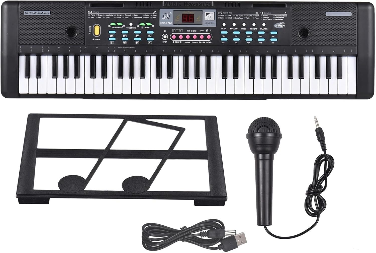 Amazon.com: Piano eléctrico de 61 teclas con micrófono, música digital ...