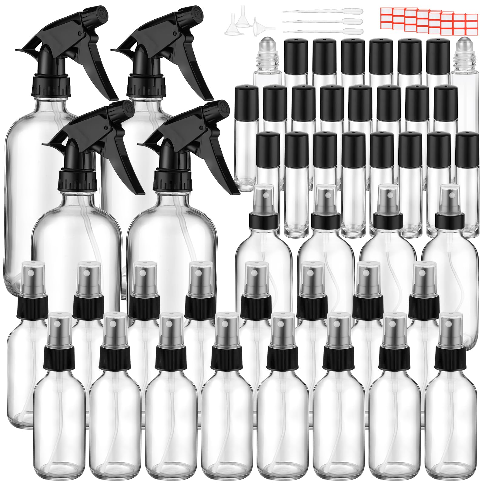 Amazon.com: Norme Glass Spray Bottle Set 4 x 16oz, 4 x 4oz, 16 x 2oz ...