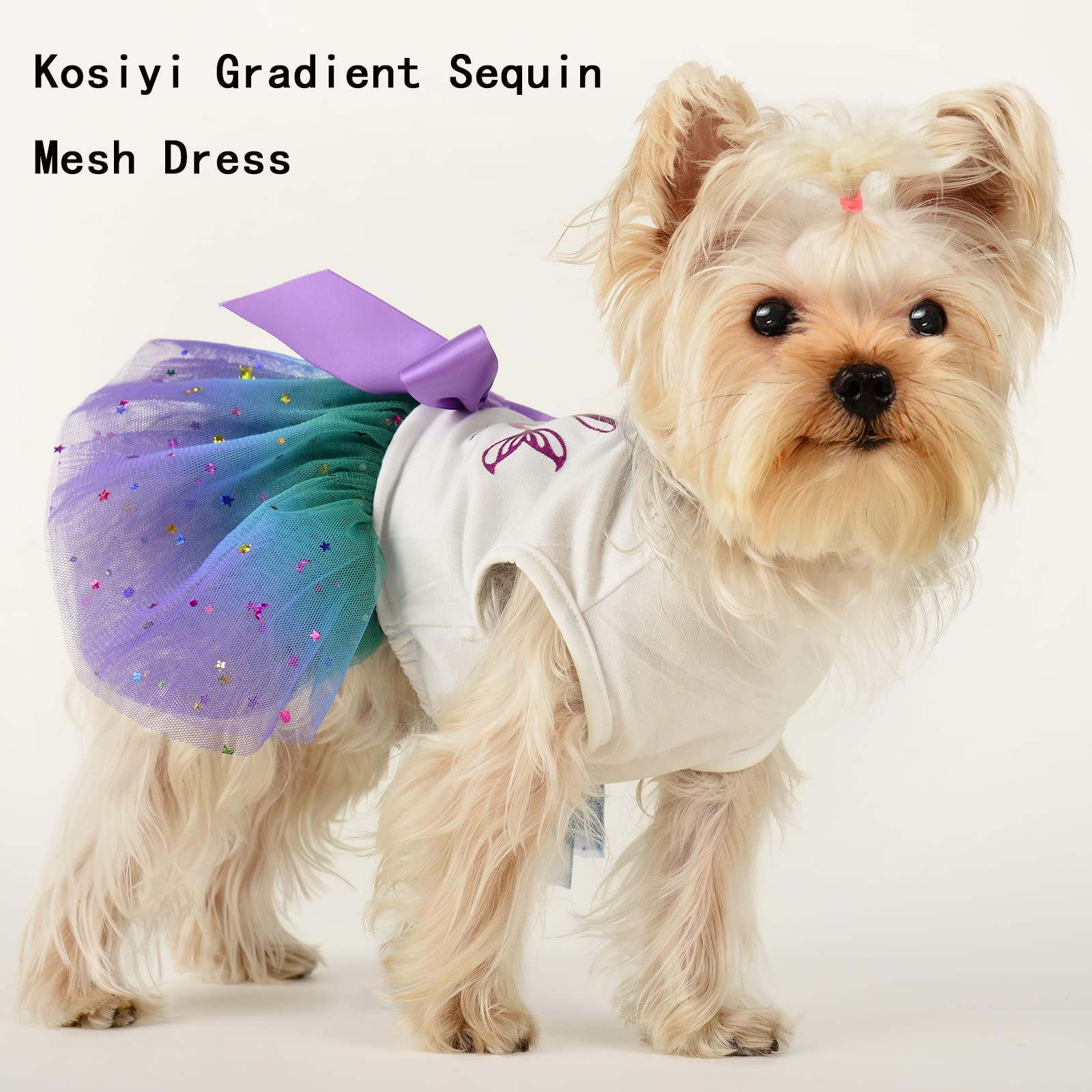 Snapklik.com : Dog Dresses For Small Dogs Girl - Gradient Sequin Mesh ...