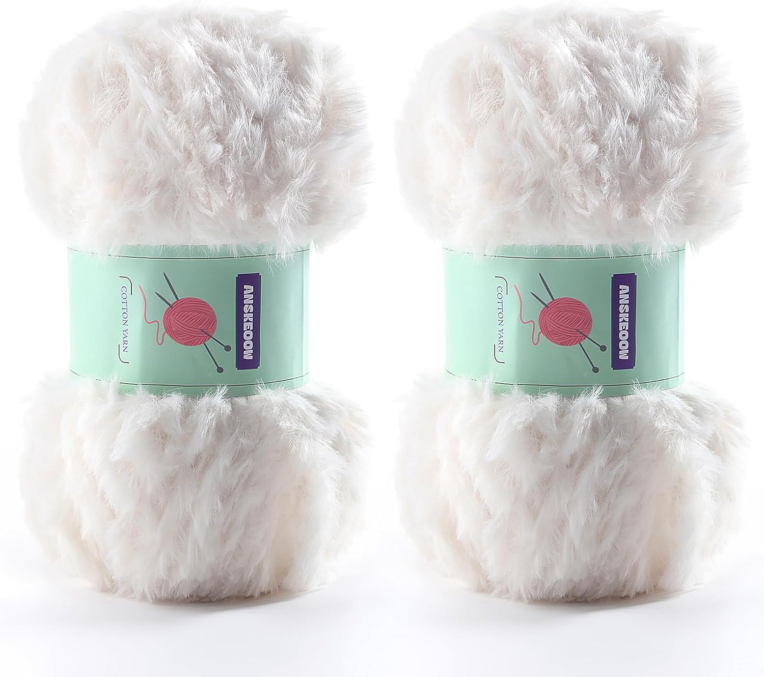 Amazon.com: 2 Skeins Soft Chunky Fluffy Fuzzy Faux Fur Yarn for ...