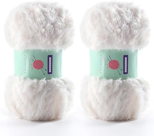 Amazon.com: 2 Skeins Soft Chunky Fluffy Fuzzy Faux Fur Yarn for ...