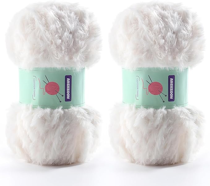 Amazon.com: 2 Skeins Soft Chunky Fluffy Fuzzy Faux Fur Yarn for ...