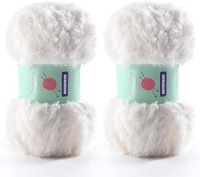 Amazon.com: 2 Skeins Soft Chunky Fluffy Fuzzy Faux Fur Yarn for ...