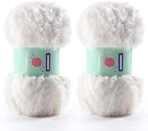 Amazon.com: 2 Skeins Soft Chunky Fluffy Fuzzy Faux Fur Yarn for ...