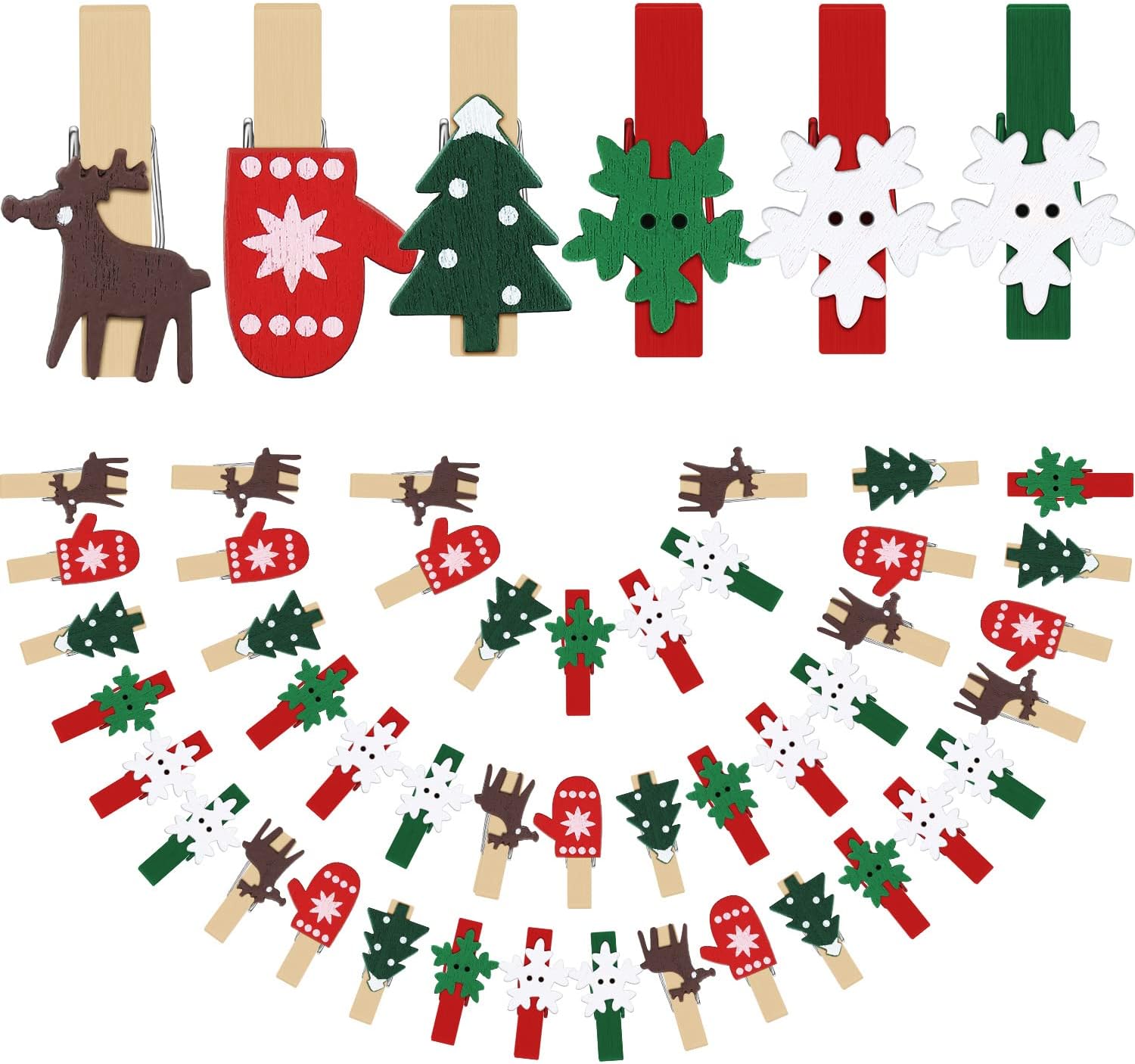 Amazon.com: Boao Christmas Wood Clips Christmas Tree Photo Clips Elk ...
