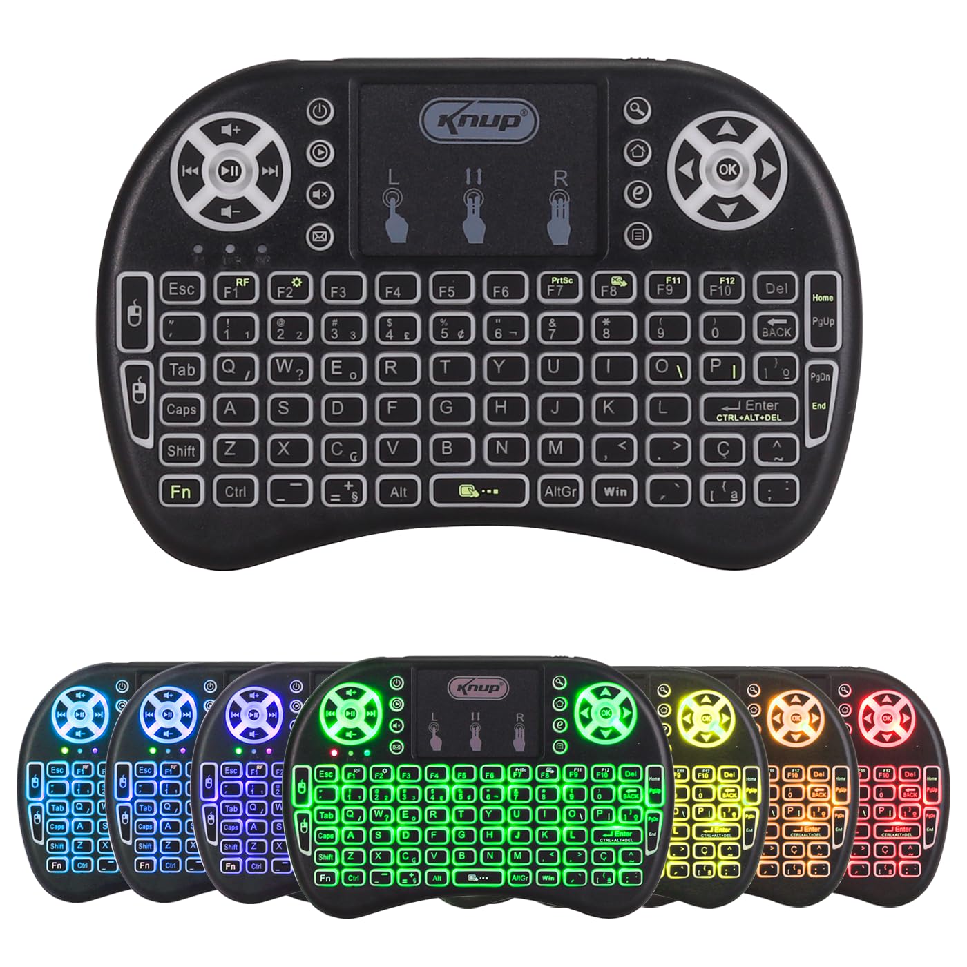 Mini Teclado Bluetooth Sem Fio Wireless Touch Pad Led Iluminado Rgb Pc ...