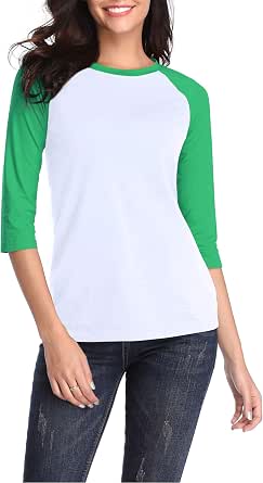 HUHOT Women Three Quarter Sleeve Green St Patricks Day Shirt Baseball ...