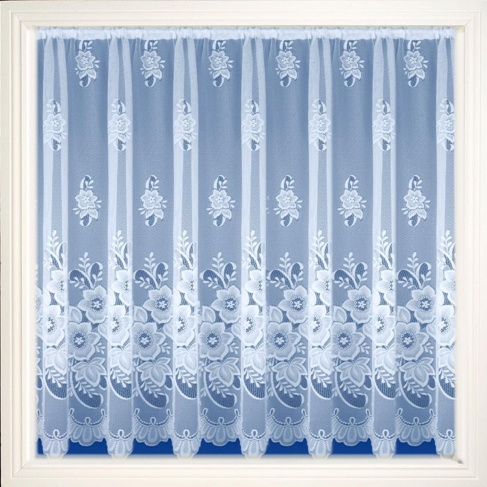 Sally Net Curtain in White. 54inch Drop. Sold By The Metre. : Amazon.co ...