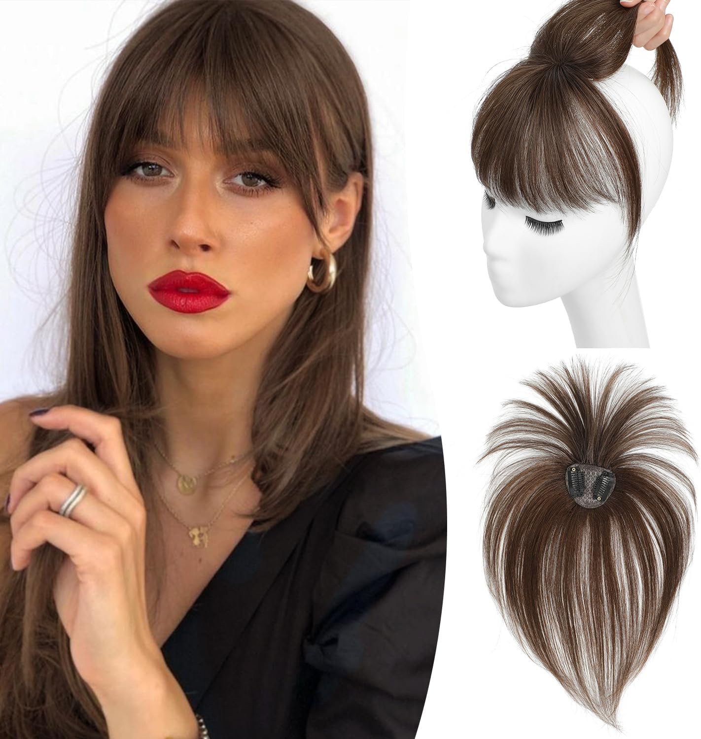Amazon.com : Bangs Hair Clip Clip in Bangs Real Human Hair Fake Bangs ...