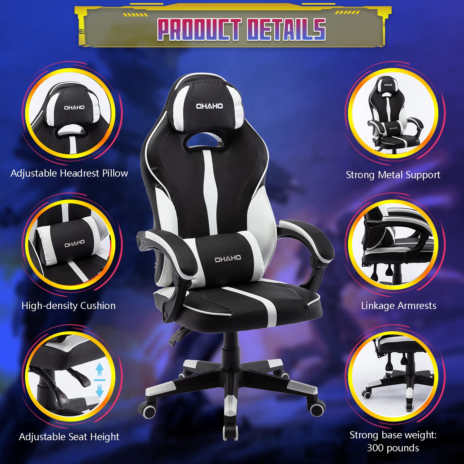 Snapklik.com : OHAHO High-Back Gaming Chair PC Office Chair Computer ...