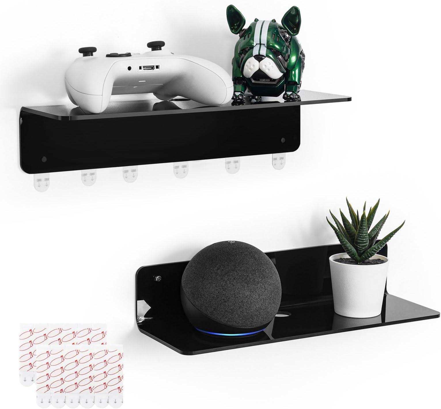 Amazon.com: OAPRIRE Acrylic Floating Wall Shelves Set of 2, Damage-Free ...