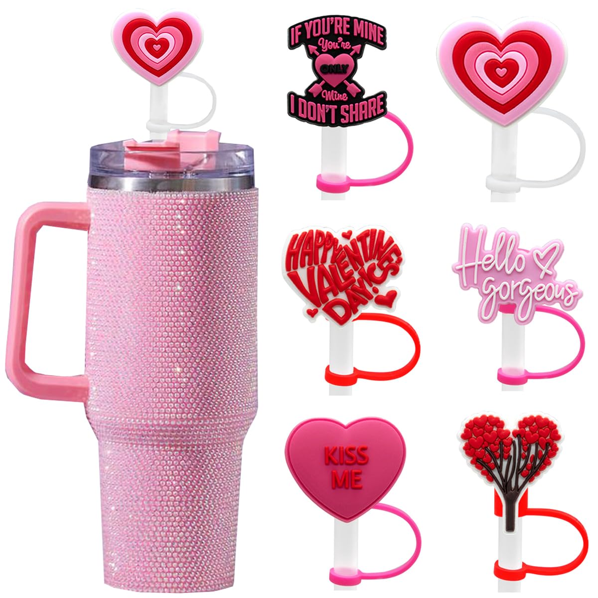 Amazon.com: Straw Covers Caps 6Pcs, Silicone Heart Love Straw Toppers ...