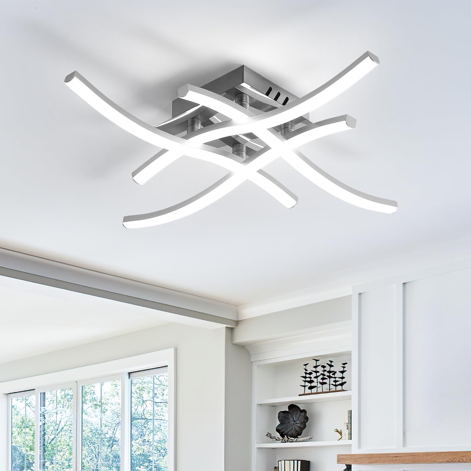 Dorlink Modern LED Ceiling Light 4 Arms, 24W 2160LM Ceiling Light for ...
