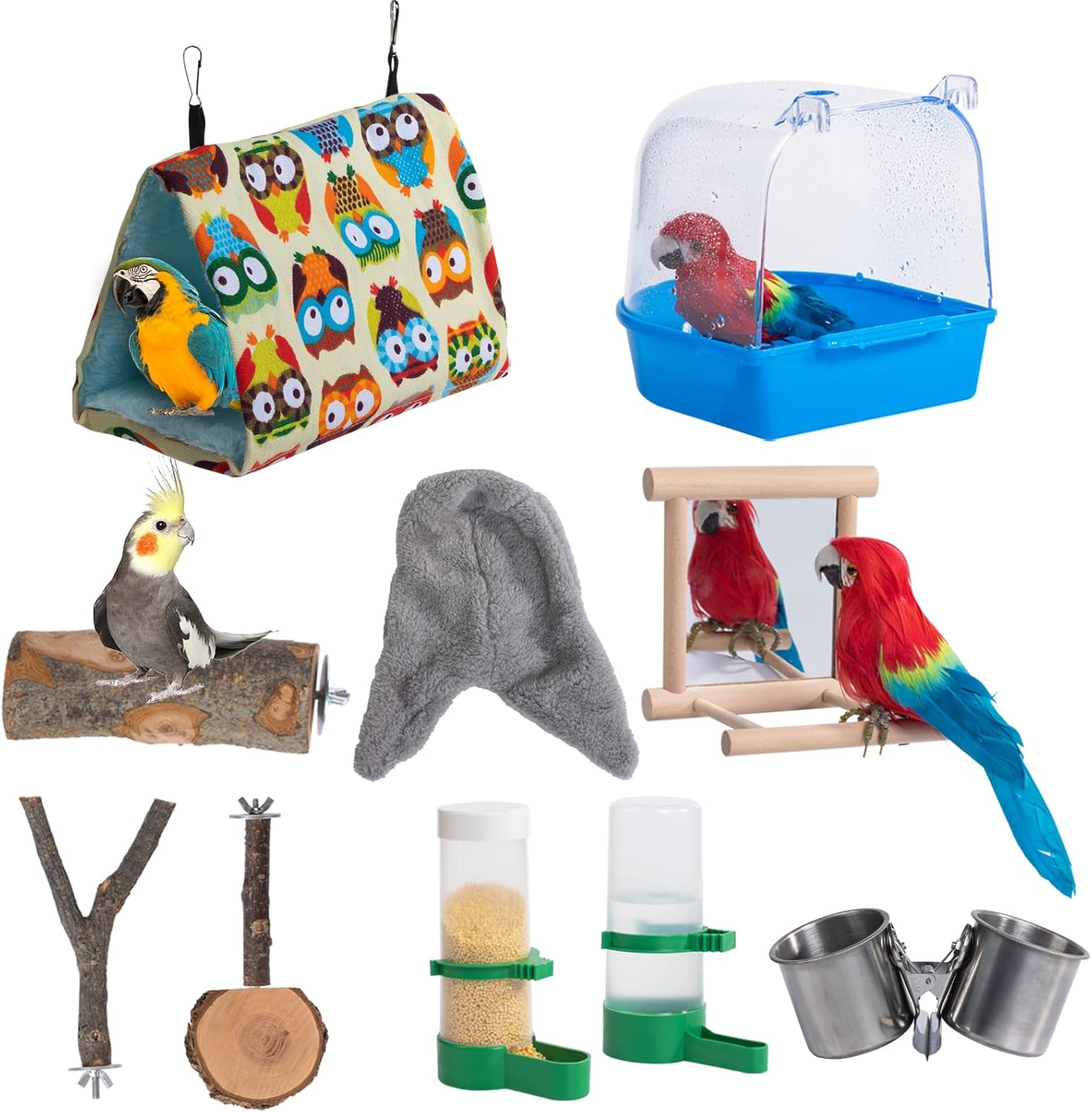 Amazon.com : Bird Perches Parakeet Cage Accessories - Natural Wooden ...