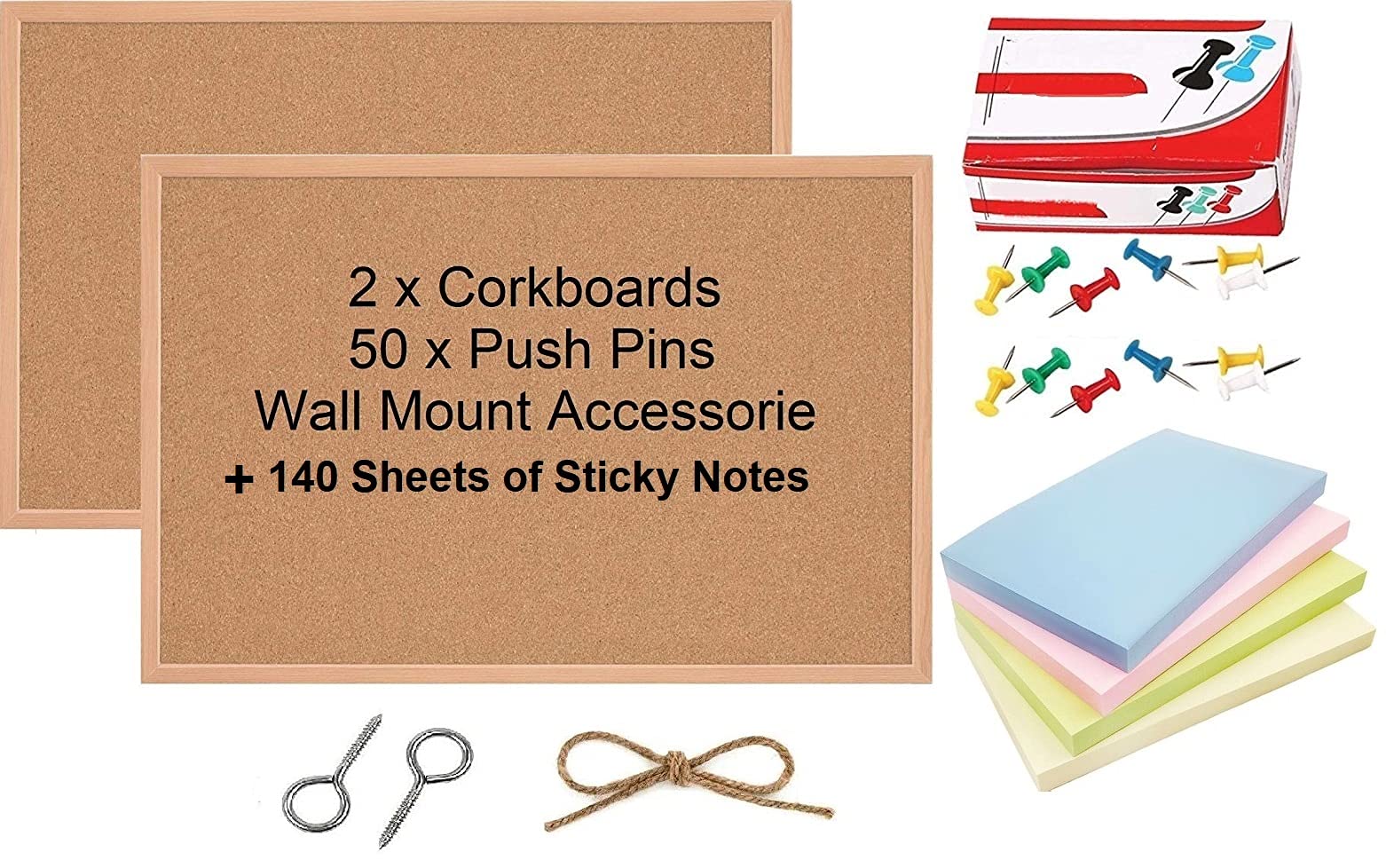 2 Pack Large Cork Pin Notice Board Bulletin Vision Boards for Home ...