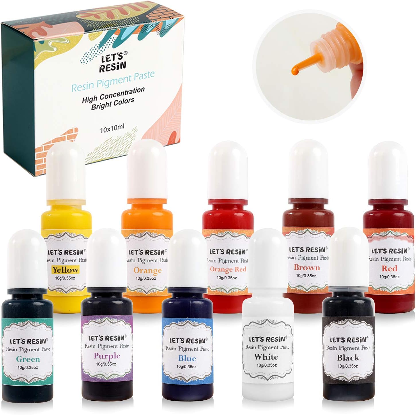 LET'S RESIN Opaque Resin Pigment,10 Colors Epoxy Resin Pigment Paste ...