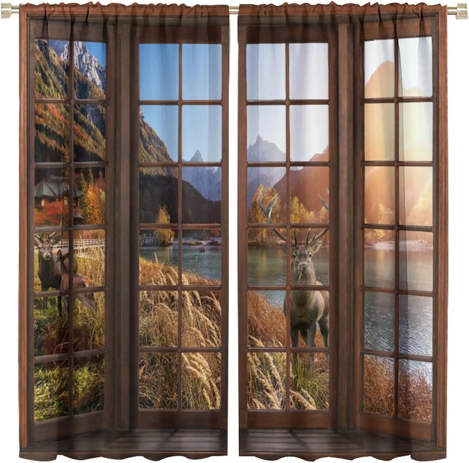 Amazon.com: BATPLY Autumn Rustic Landscape Curtains, Vintage Rural ...