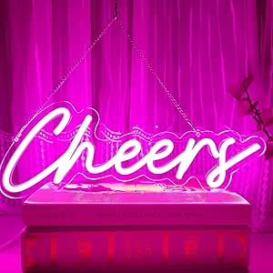 Cheers Neon Sign LED Pink Neon Light Sign for Wall Background Decor ...