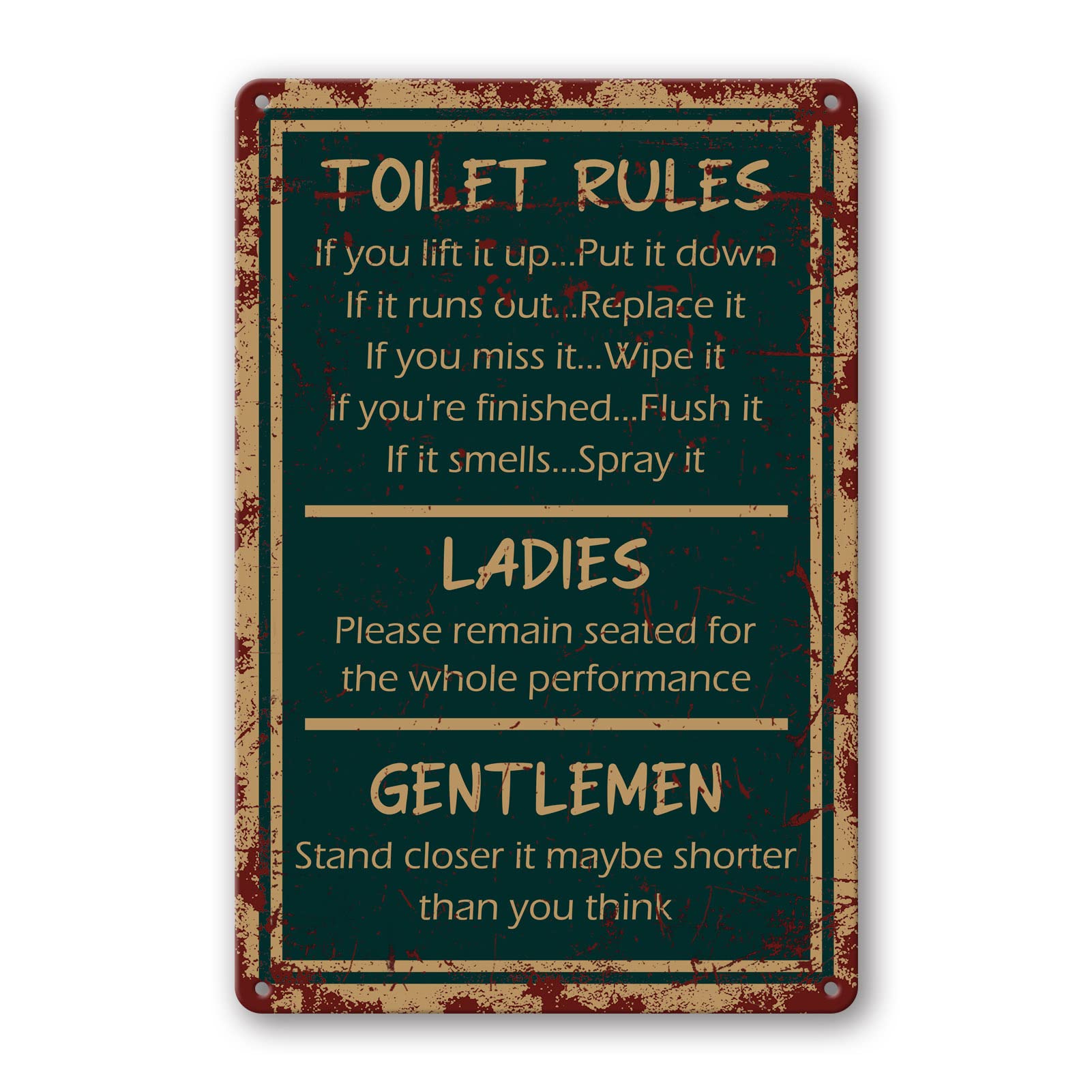 Amazon.com: Bathroom Rules Wall Decor Vintage Toilet Rules Sign For ...