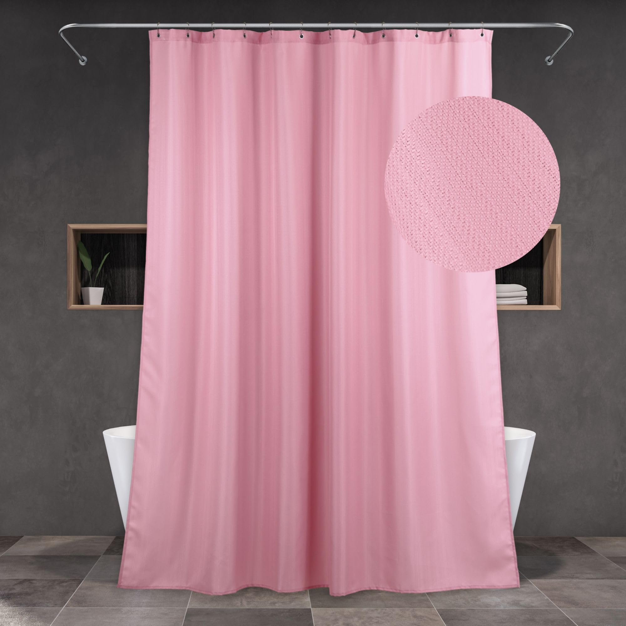 Amazon.com: Pink Fabric Shower Curtains for Bathroom: Blush Linen ...