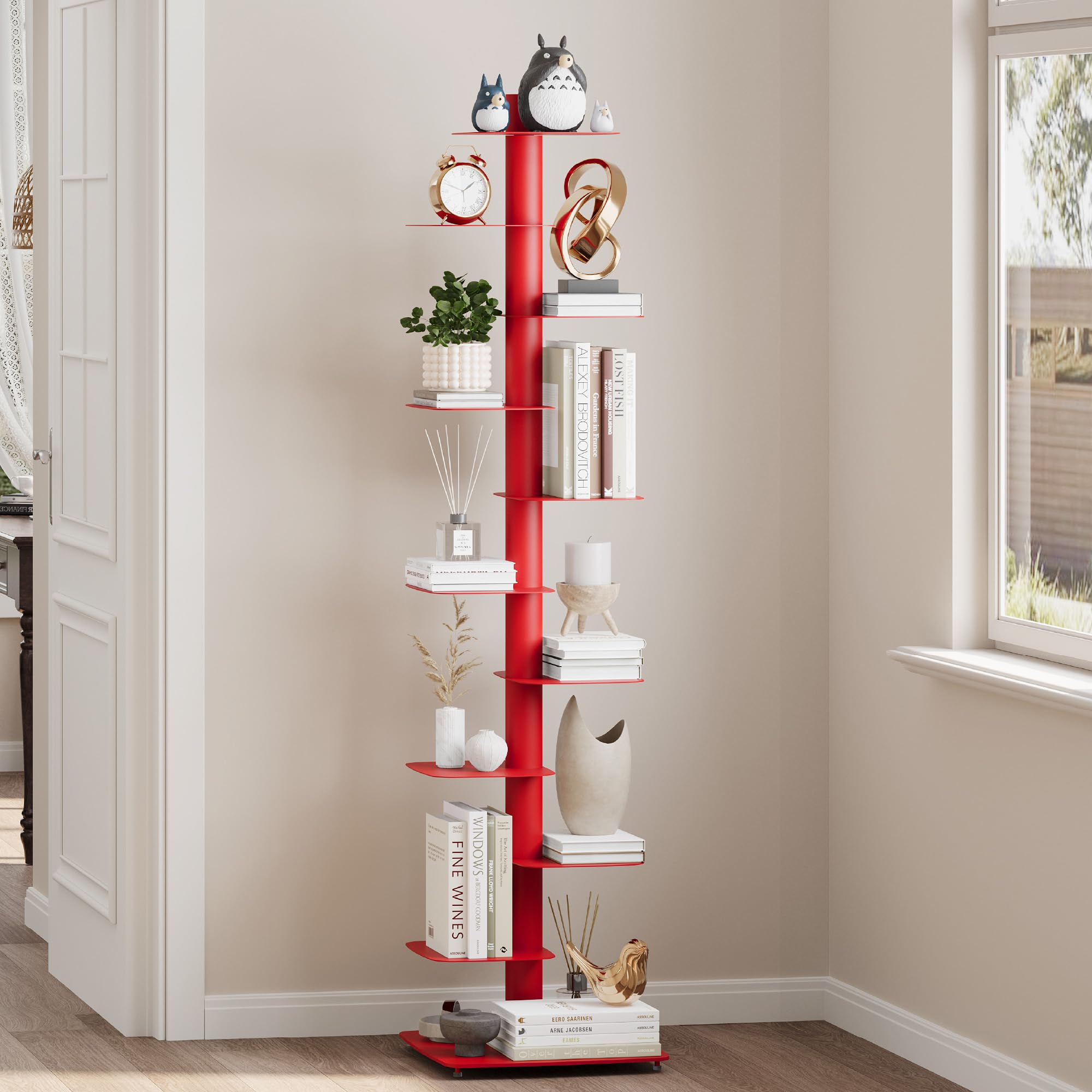 Amazon.com: Suchtale Spine Bookshelf, Vertical Spine Book Tower, 11 ...