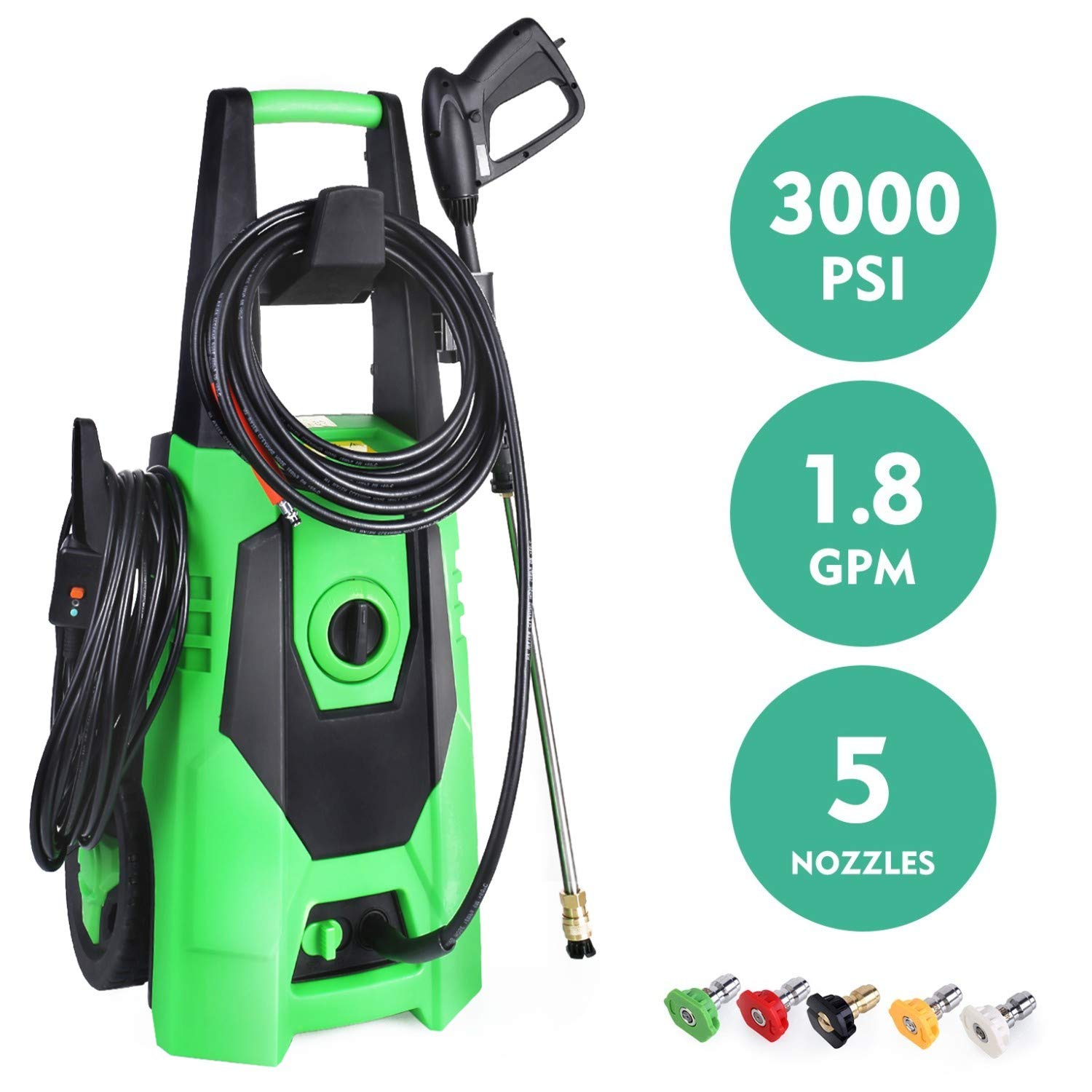 Tubytime 3000psi Electric Pressure Washer Portable High Power Cleaner ...