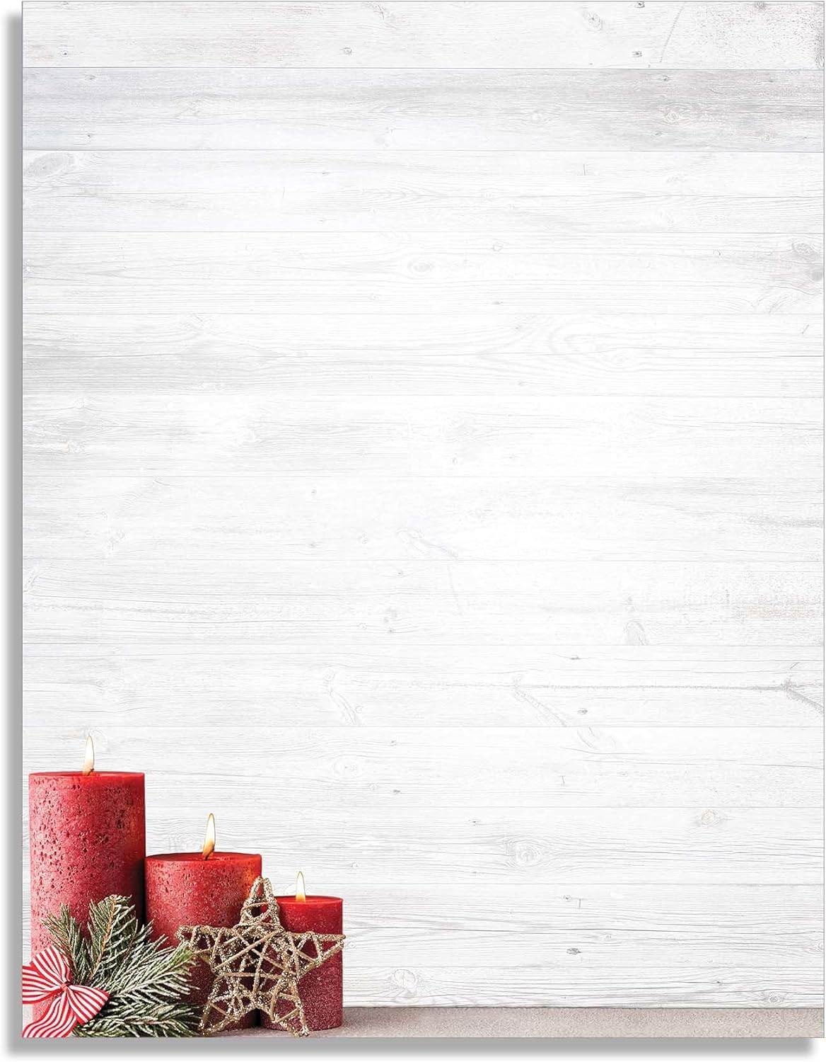 Amazon.com : Red Christmas Candles Holiday Stationery Paper - 80 Sheets ...