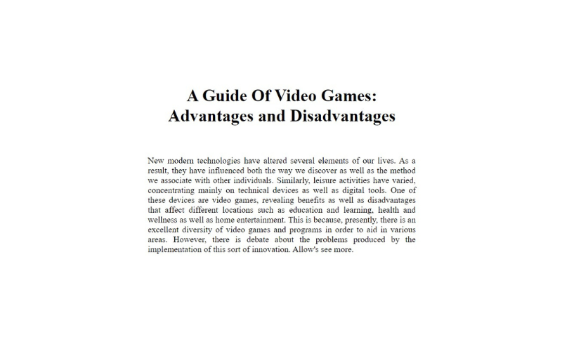 A Guide Of Video Games: Advantages and Disadvantages:Amazon.co.uk ...