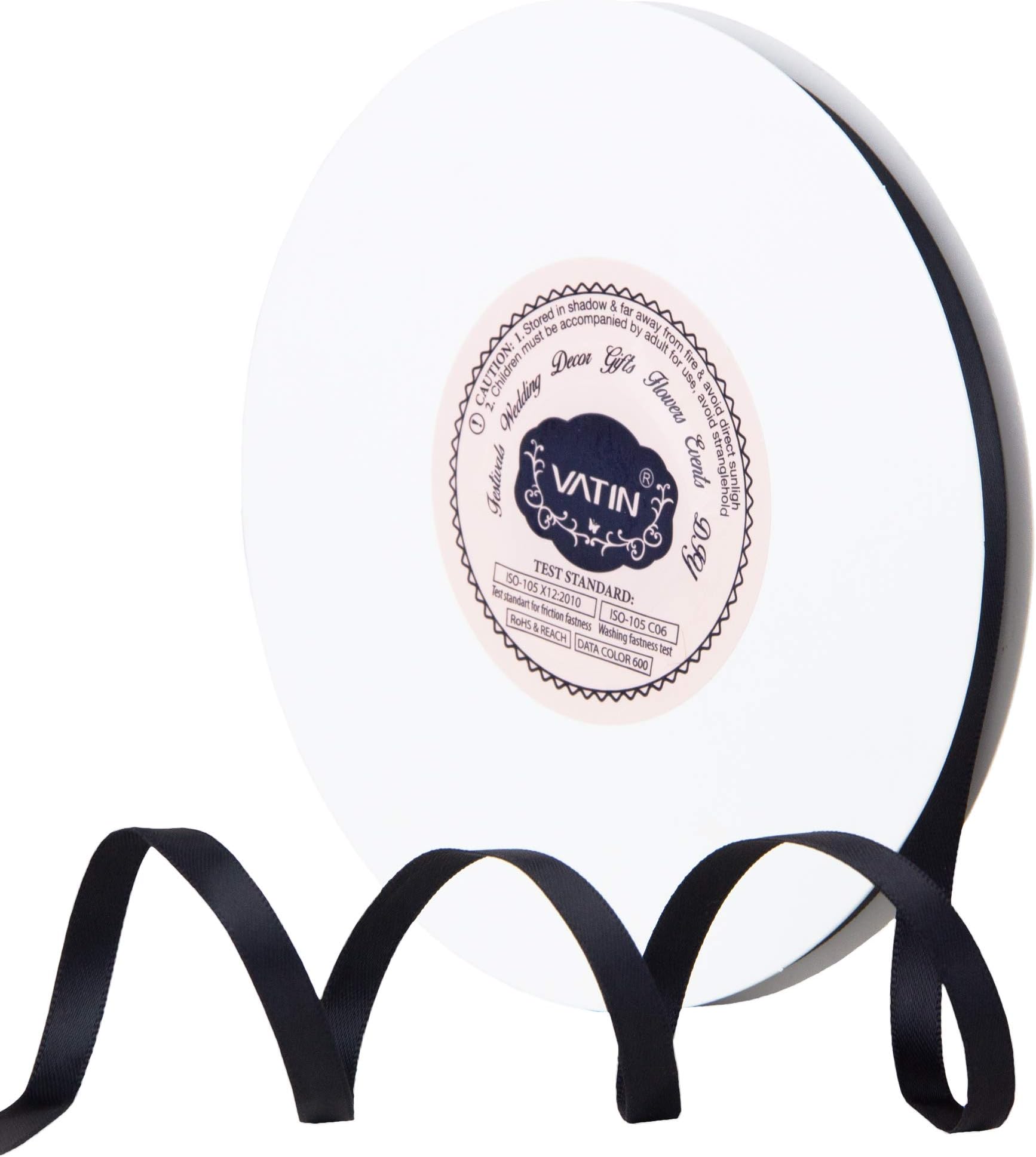 Amazon.com: Ribbli Black Satin Ribbon Double Faced Satin 1/4 Inch x ...