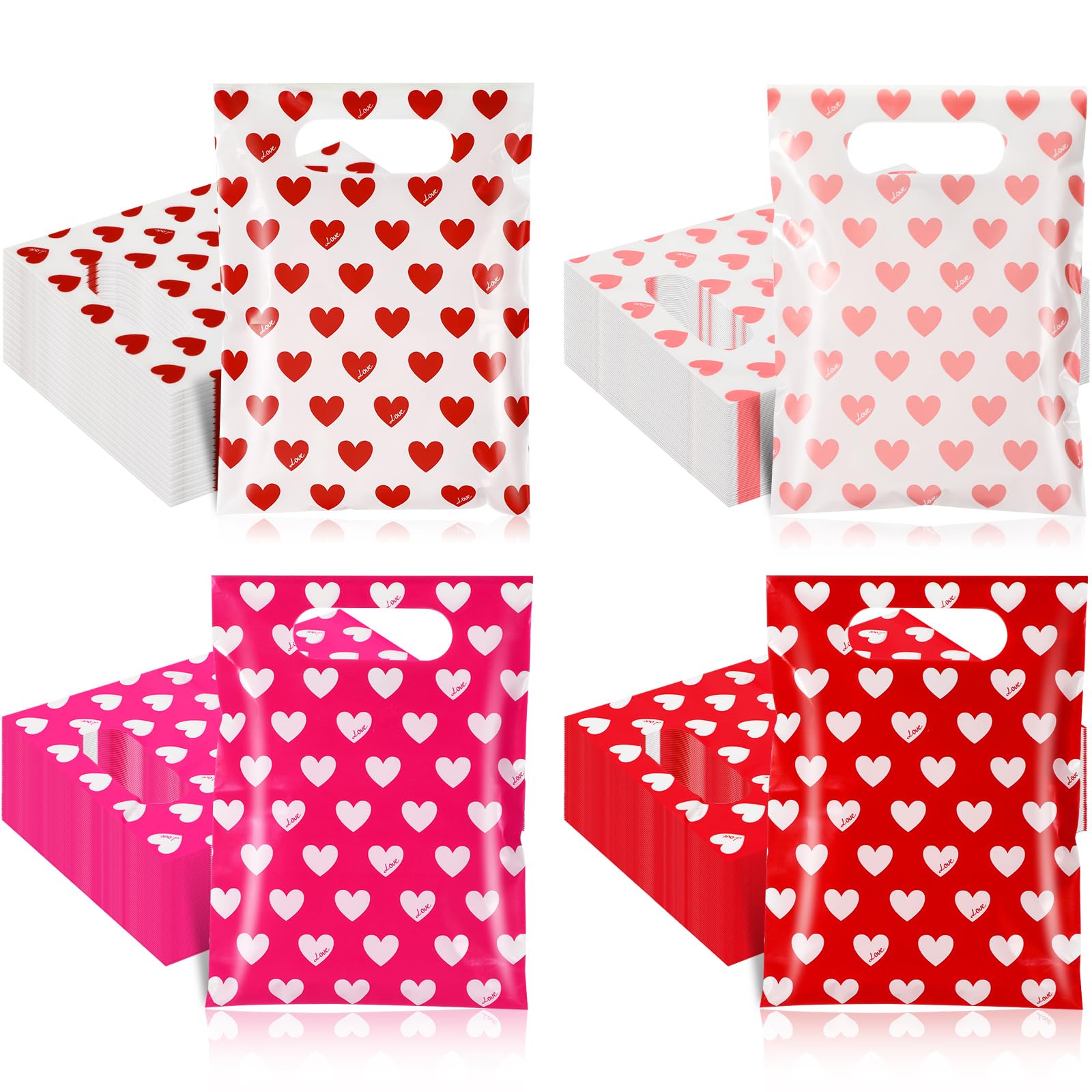 Amazon.com: Pasimy 240 Pcs Valentines Day Plastic Gift Bag 6 x 8 Inch ...