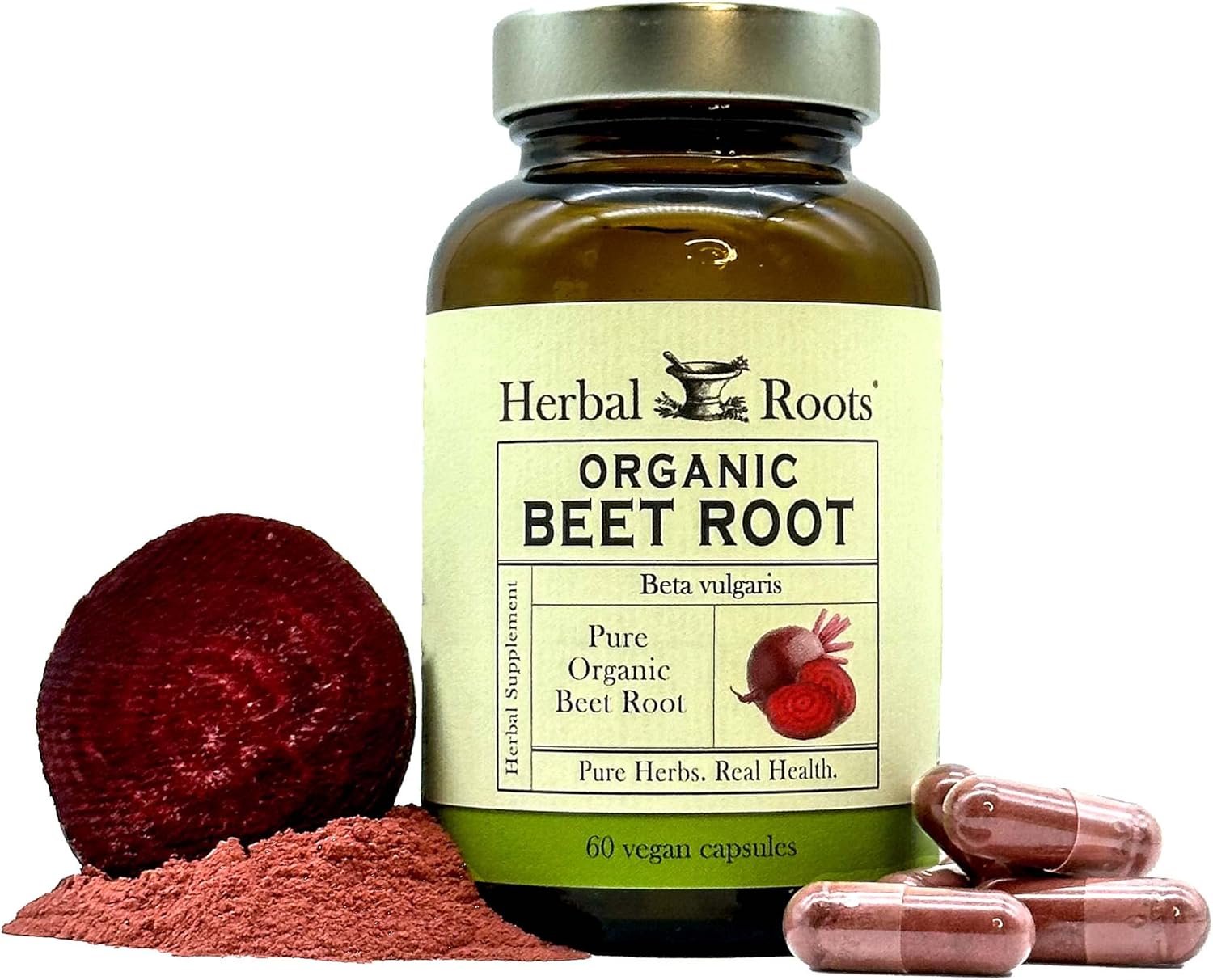 Amazon.com: Herbal Roots Organic Beet Root Powder Capsules - 1,500mg ...