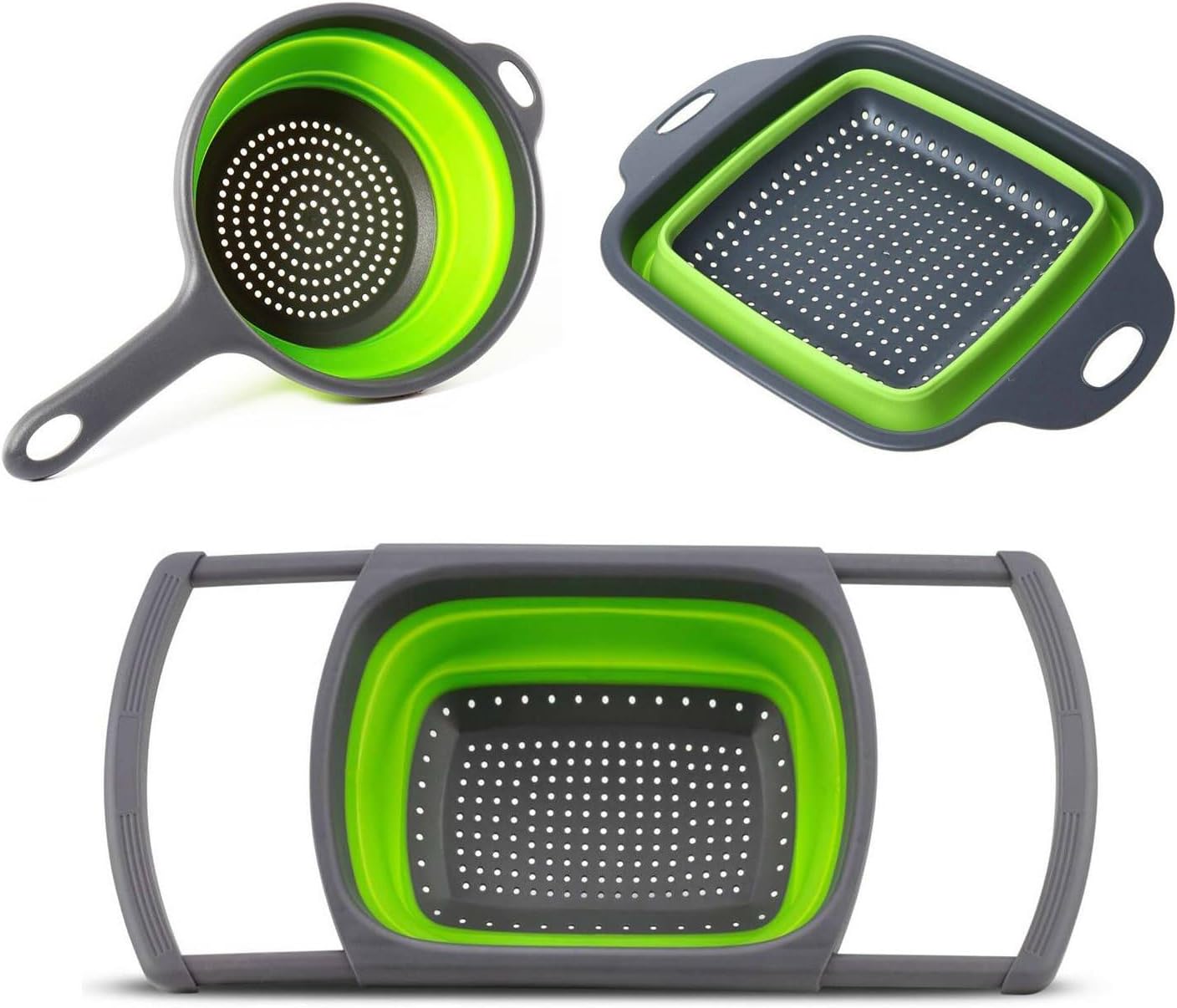 Amazon.com: MATBACH Collapsible Colanders - Set of 3, Adjustable Over ...