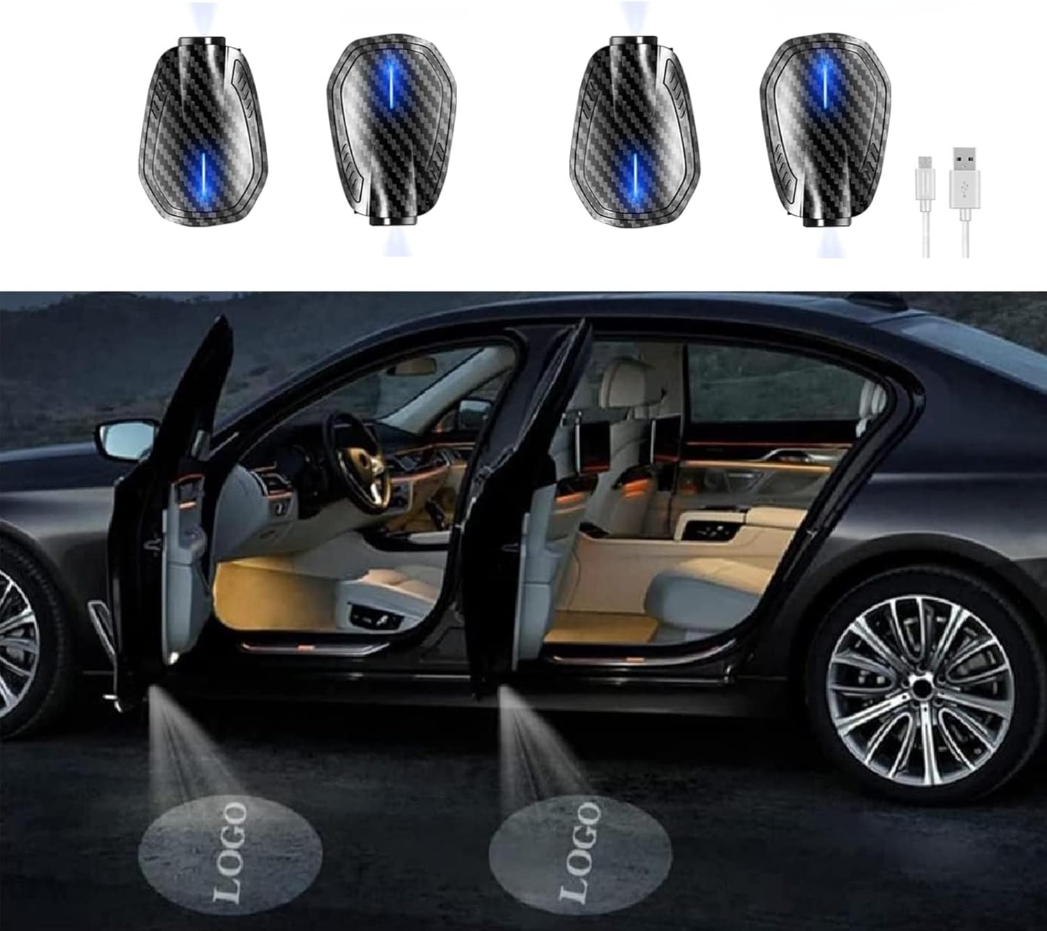 Amazon.com: Custom Car Door Projector Light,Custom Carbon Fibre ...