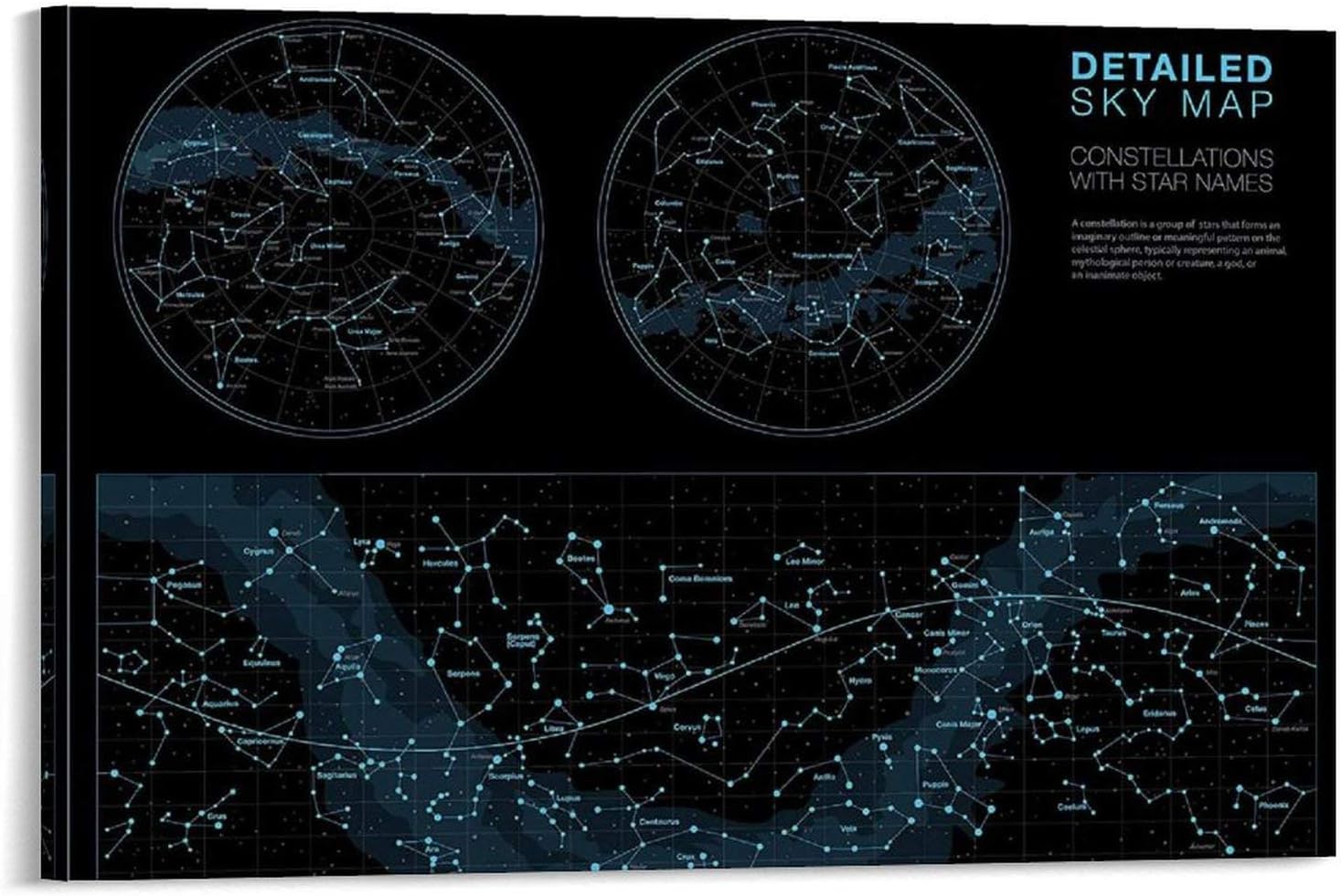 YANDING Higly Detailed Sky Map Poster - Constellations Star Names ...