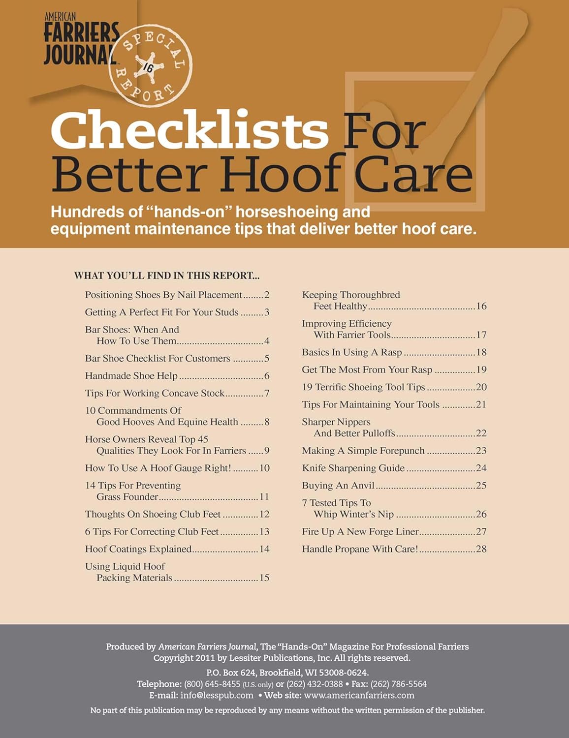 Checklists For Better Hoofcare: American Farriers Journal Magazine ...