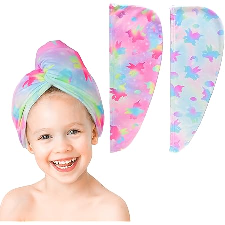 Amazon.com: ELLEWIN Microfiber Hair Towel Wrap for Kids Girls 2 Pack ...