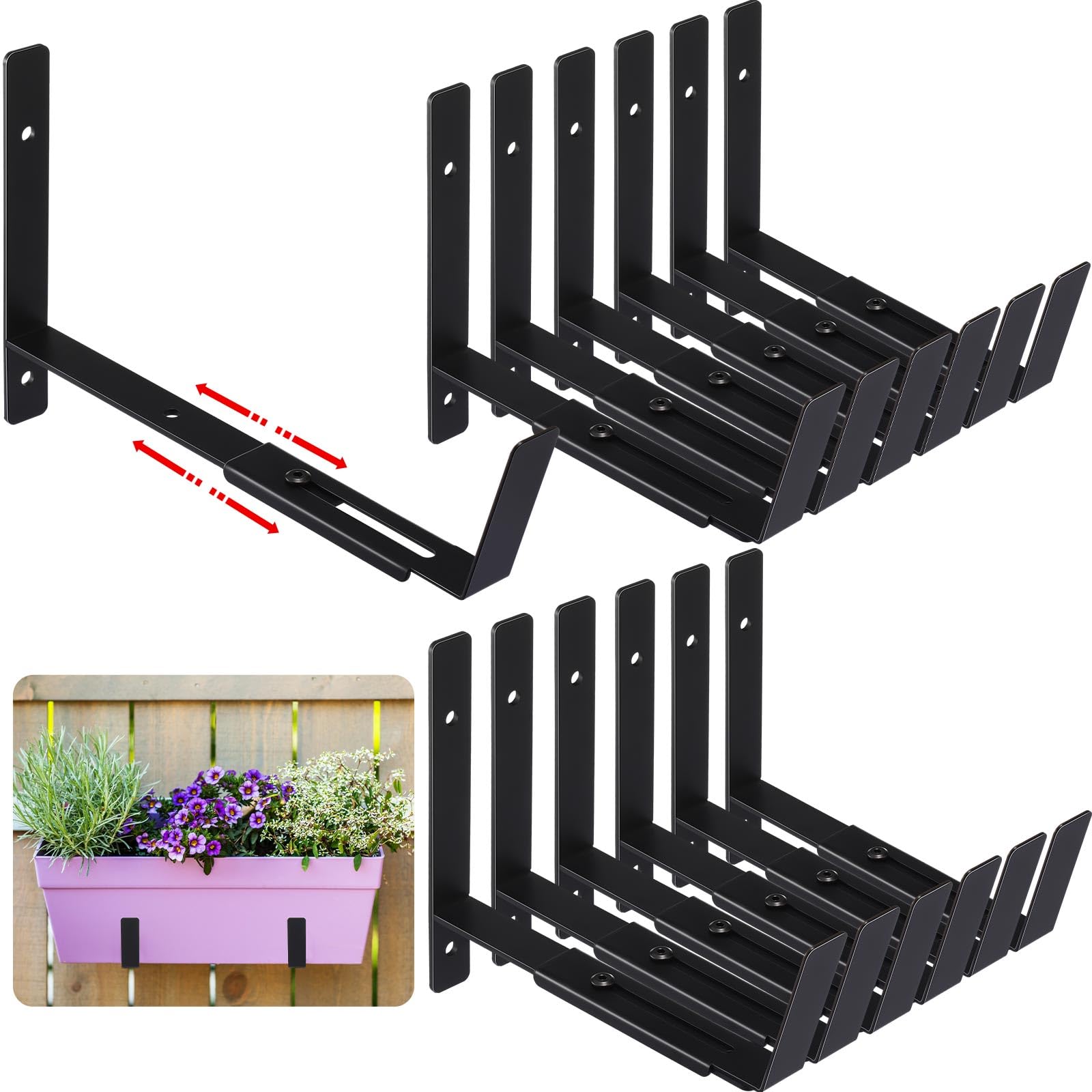 Amazon.com: Blulu 12 Packs Adjustable Planter Box Brackets 6 to 12 Inch ...