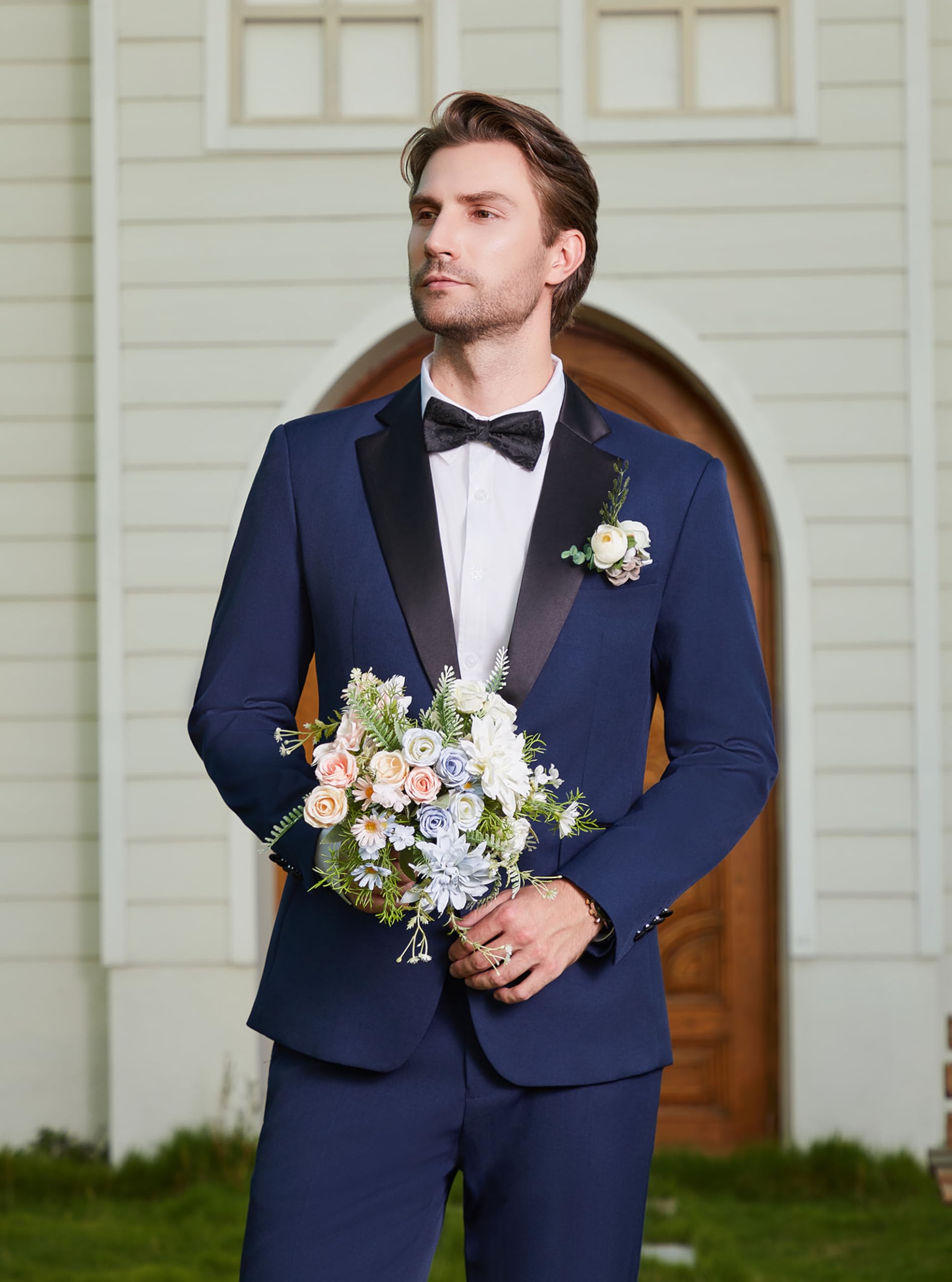 Snapklik.com : WULFUL Mens 2 Piece Slim Fit Suit Set One Button Blazer ...