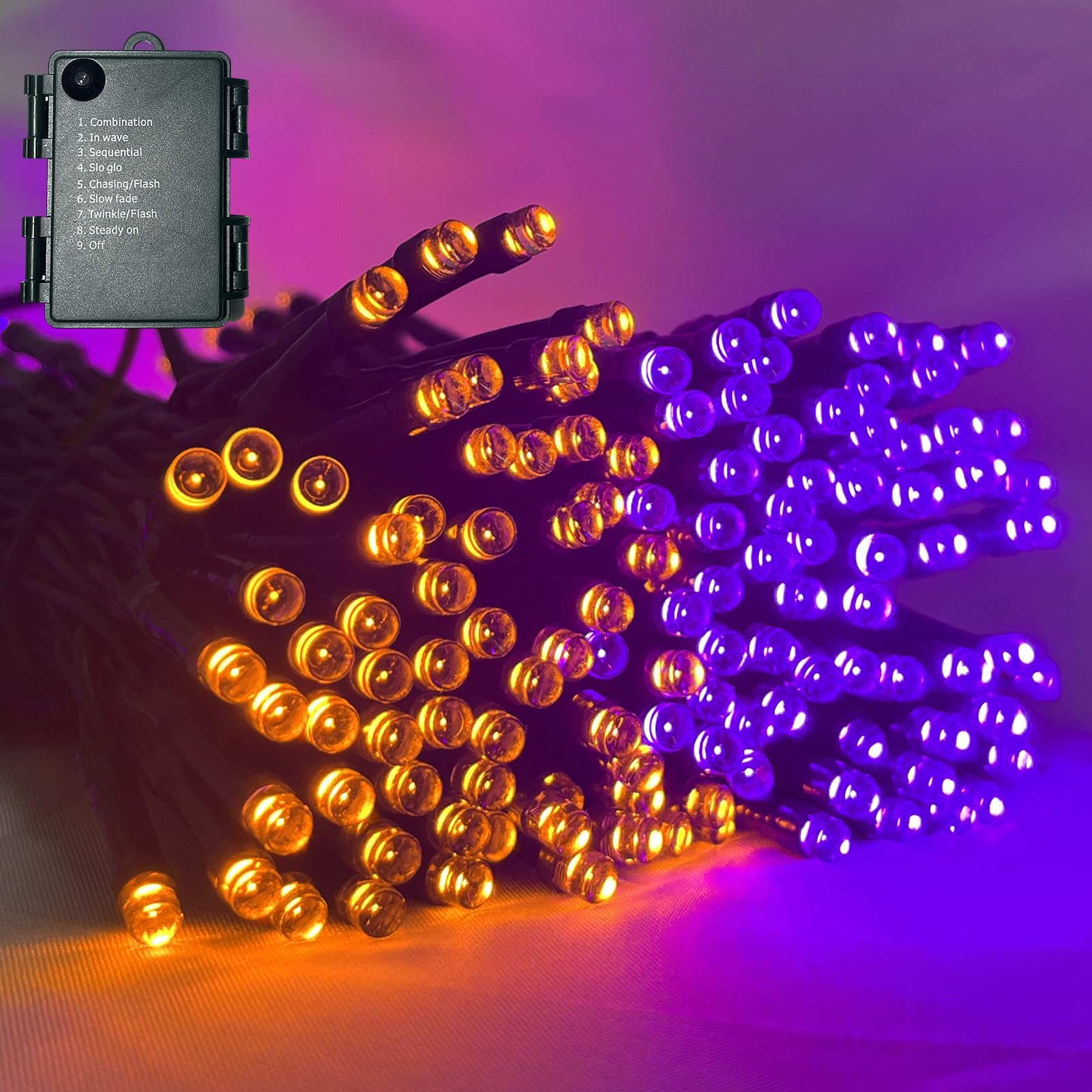 Amazon.com: Orange & Purple Halloween Tree Lights 1 Pack Each 16.4ft 60 ...