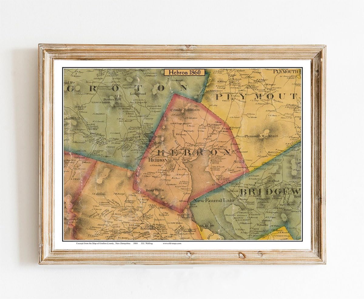Amazon.com: Historic Map Poster of Hebron 1860 New Hampshire Newfound ...