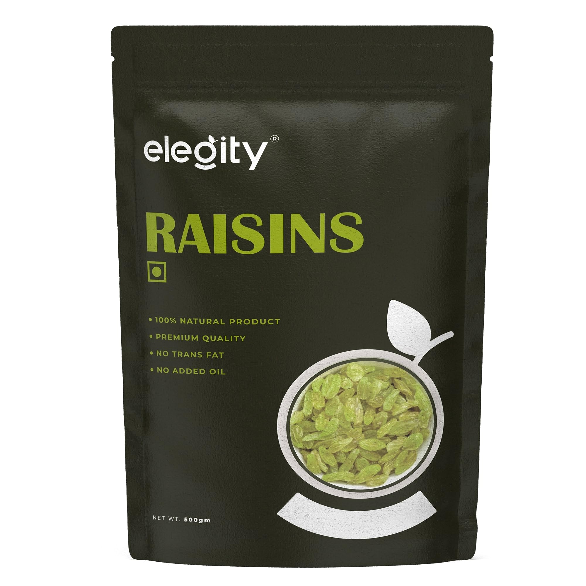 Elegity Plain Seedless Raisins Pouch 500 gm | Dried Grapes (Kishmish ...