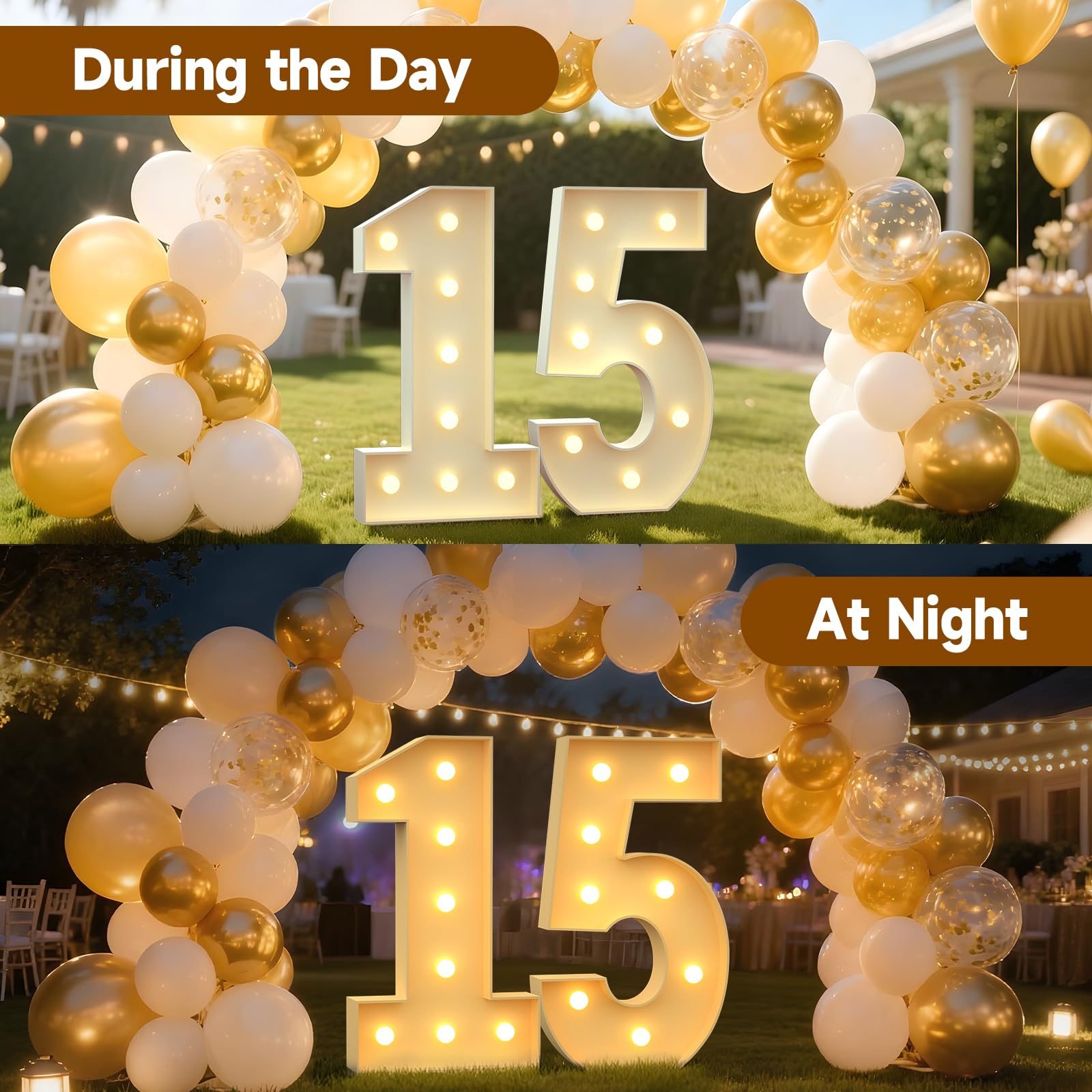 Snapklik.com : 3FT Marquee Numbers 15, Large Light Up Number 15 For ...