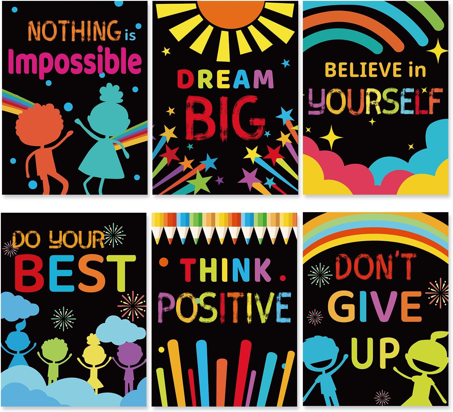 Amazon.com : Decorably Motivational Posters for Classroom, 15 ...