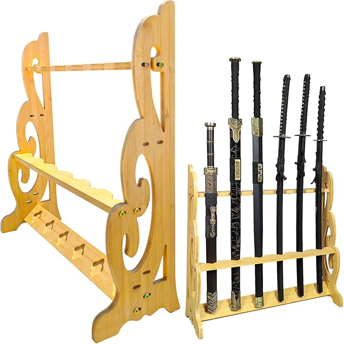 Amazon.com: Sword Stand Display Floor Sword Stand Katana Holder 6 Tier Samurai Sword Display ...
