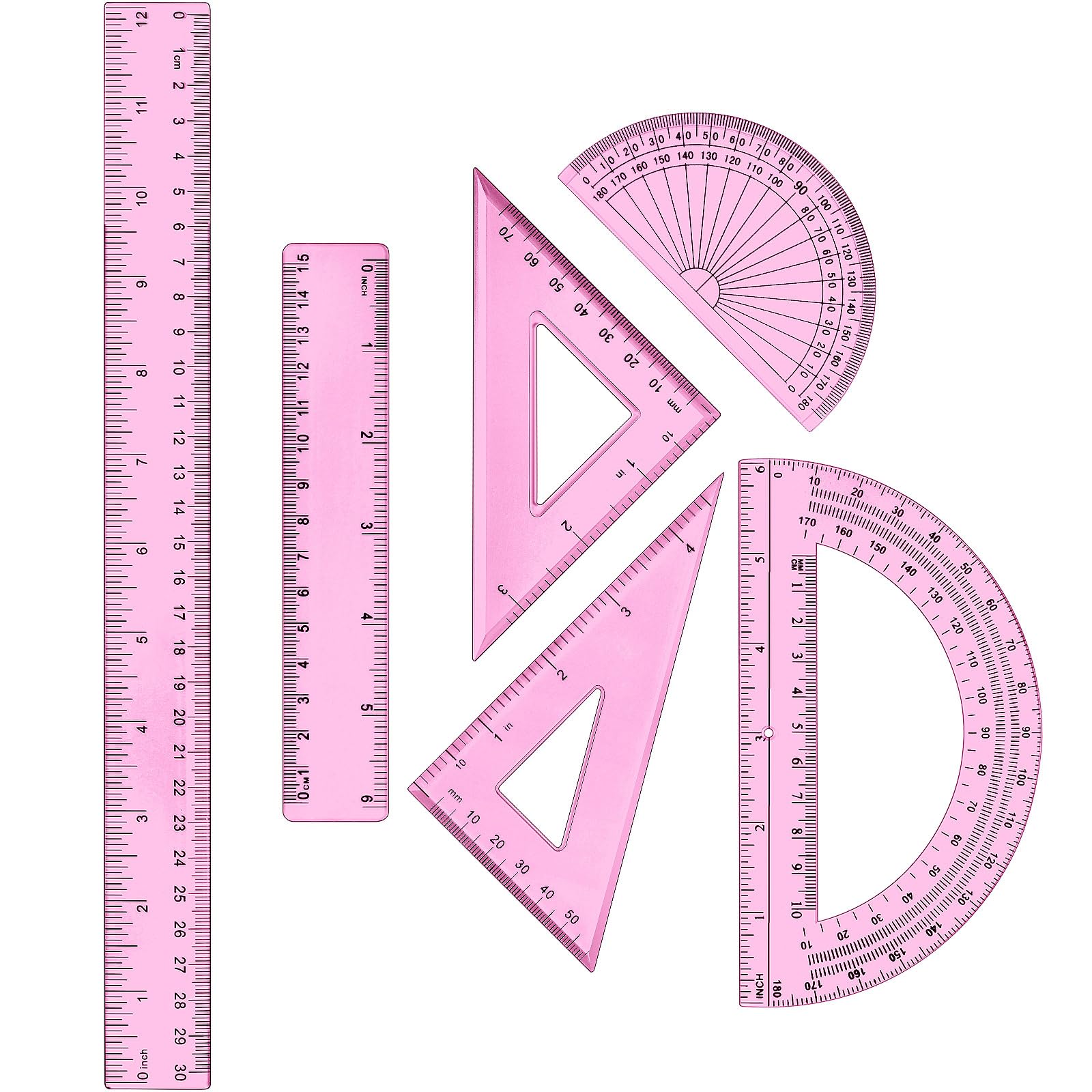 Snapklik.com : Tenare 1 Set Plastic Clear Math Set Includes Protractor ...