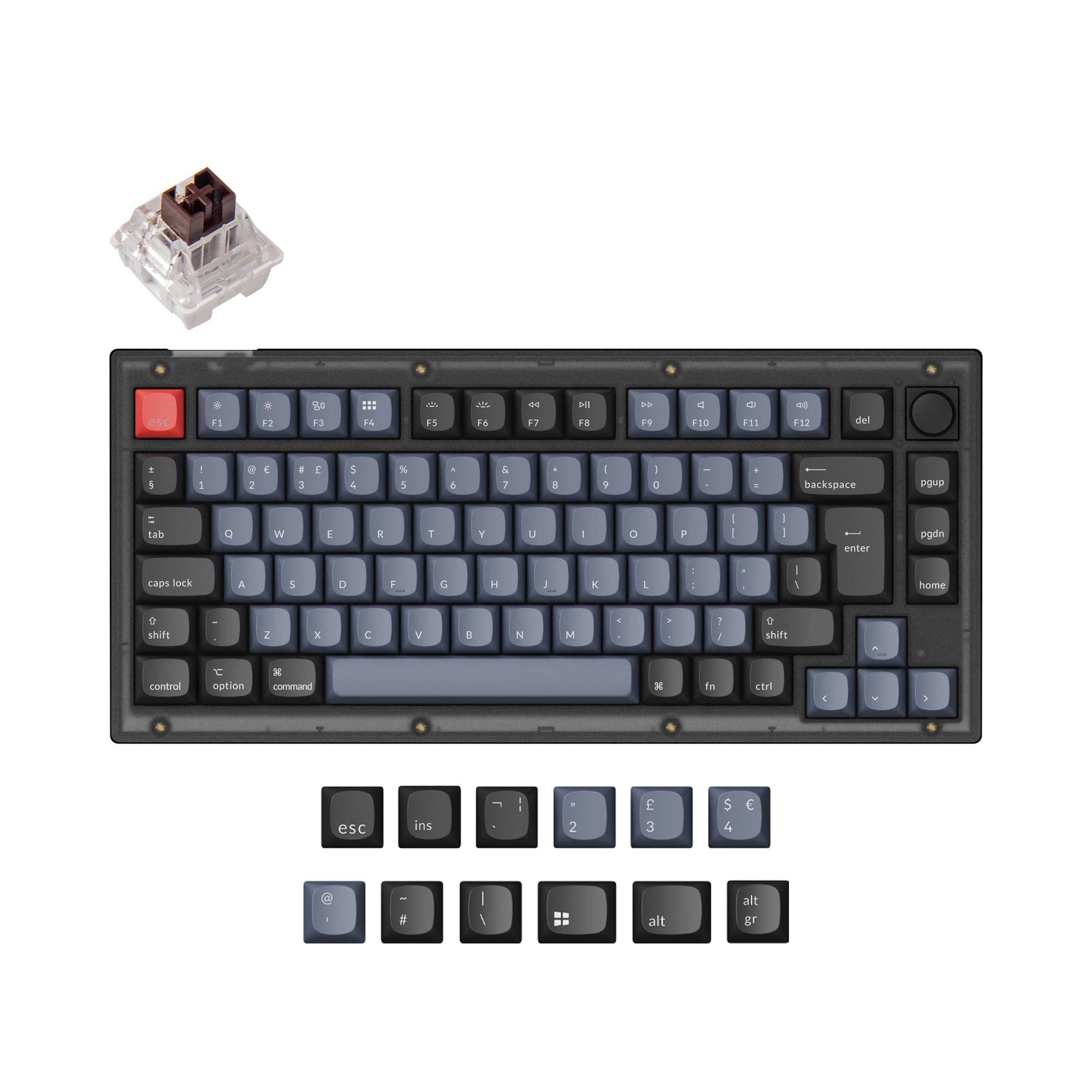 Keychronv1 Hot Swappable Custom Mechanical Keyboard 75 Iso Uk Layout ...