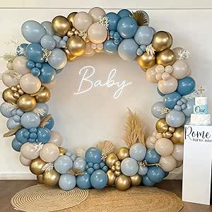 Amazon.com: Dusty Blue Balloon Garland,Dusty Blue Balloon Arch Kit,White Sand Blue Slate Gold ...