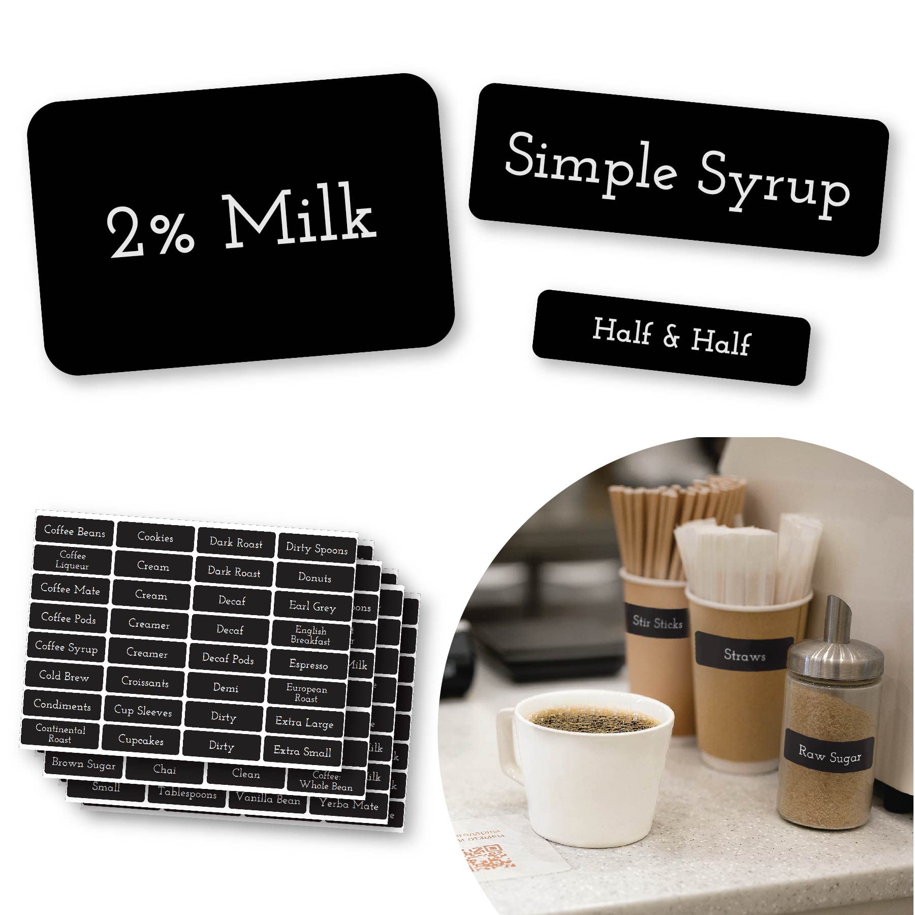 Amazon.com : Coffee Shop Labels- 328 Preprinted Adhesive Labels for ...