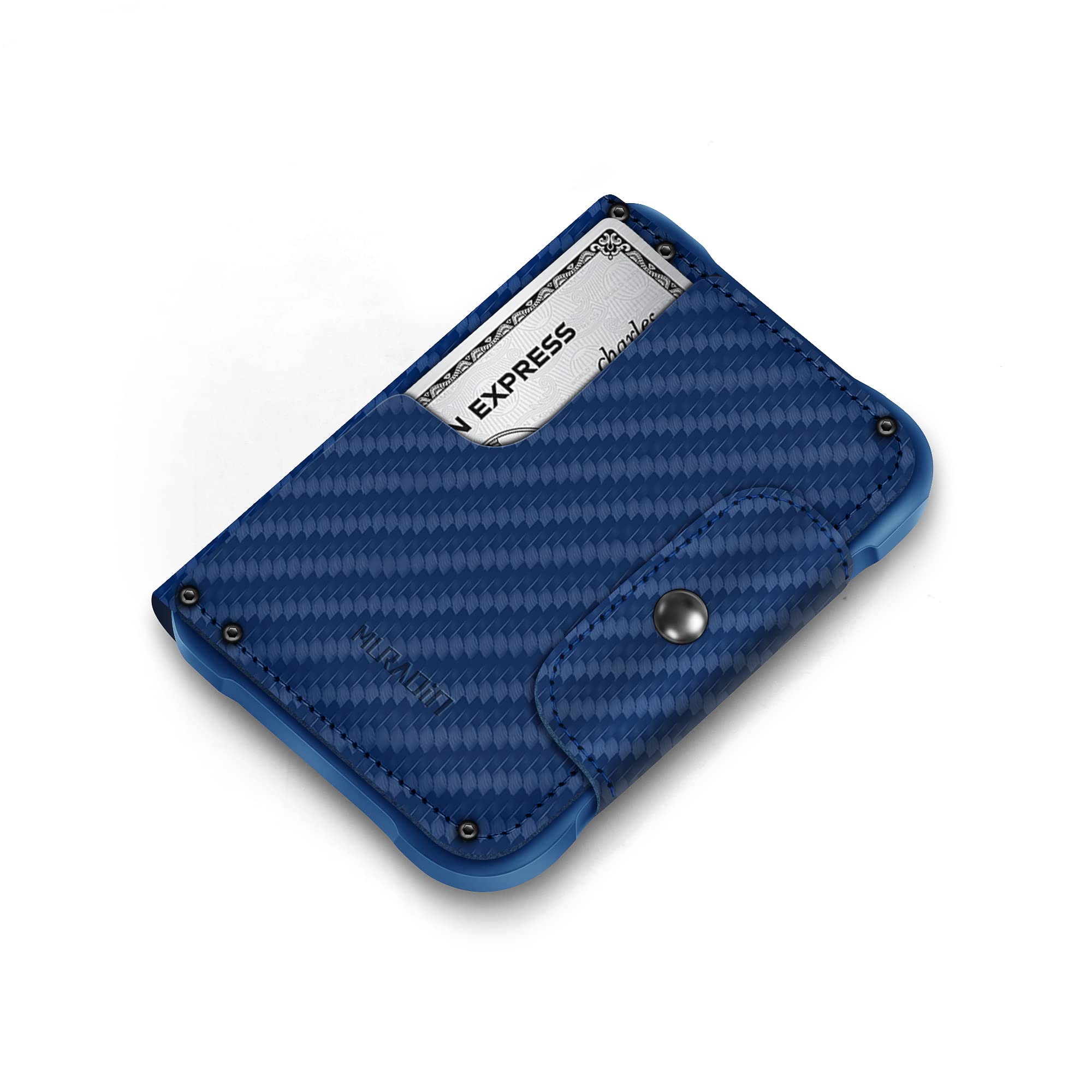 Amazon.com: MURADIN Carbon Fiber Blue Front Pocket Wallet for Men ...
